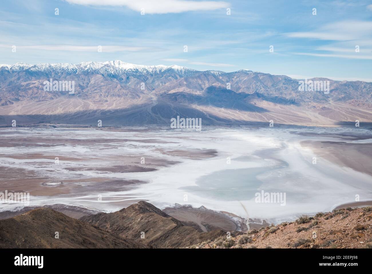 Vallée de la mort de Dante's View Badwater Basin et Snowy Telescope ...