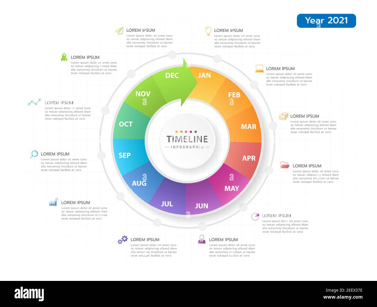 Modèle d'infographie pour les entreprises. Calendrier du diagramme de ...
