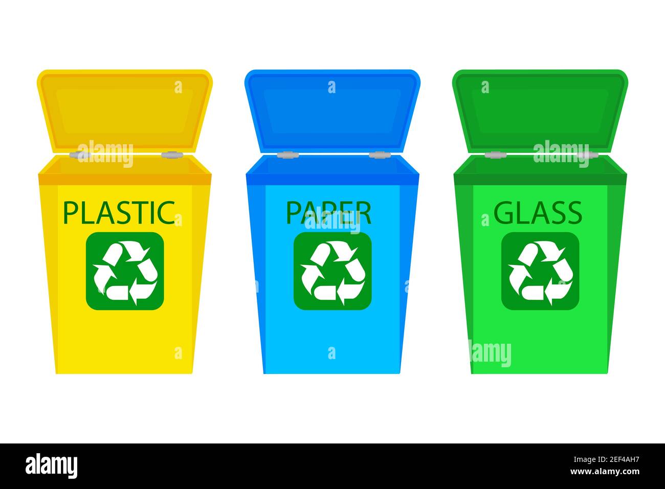 Ensemble de bacs de recyclage avec symbole de recyclage des déchets ...