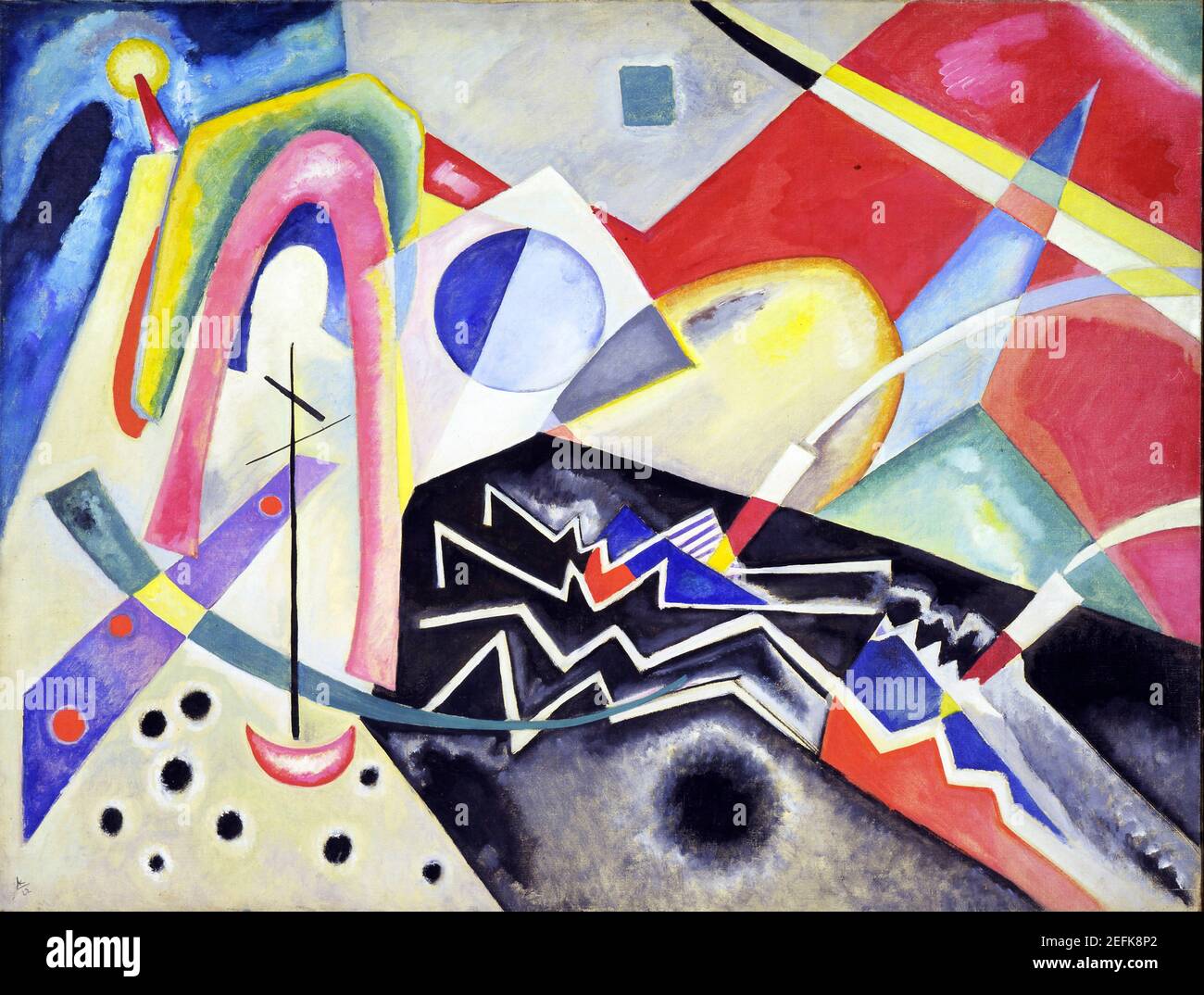 Peinture Kandinsky. 'White Zig Zags' de Wassily Kandinsky (1866-1944), huile sur toile, 1922 ...