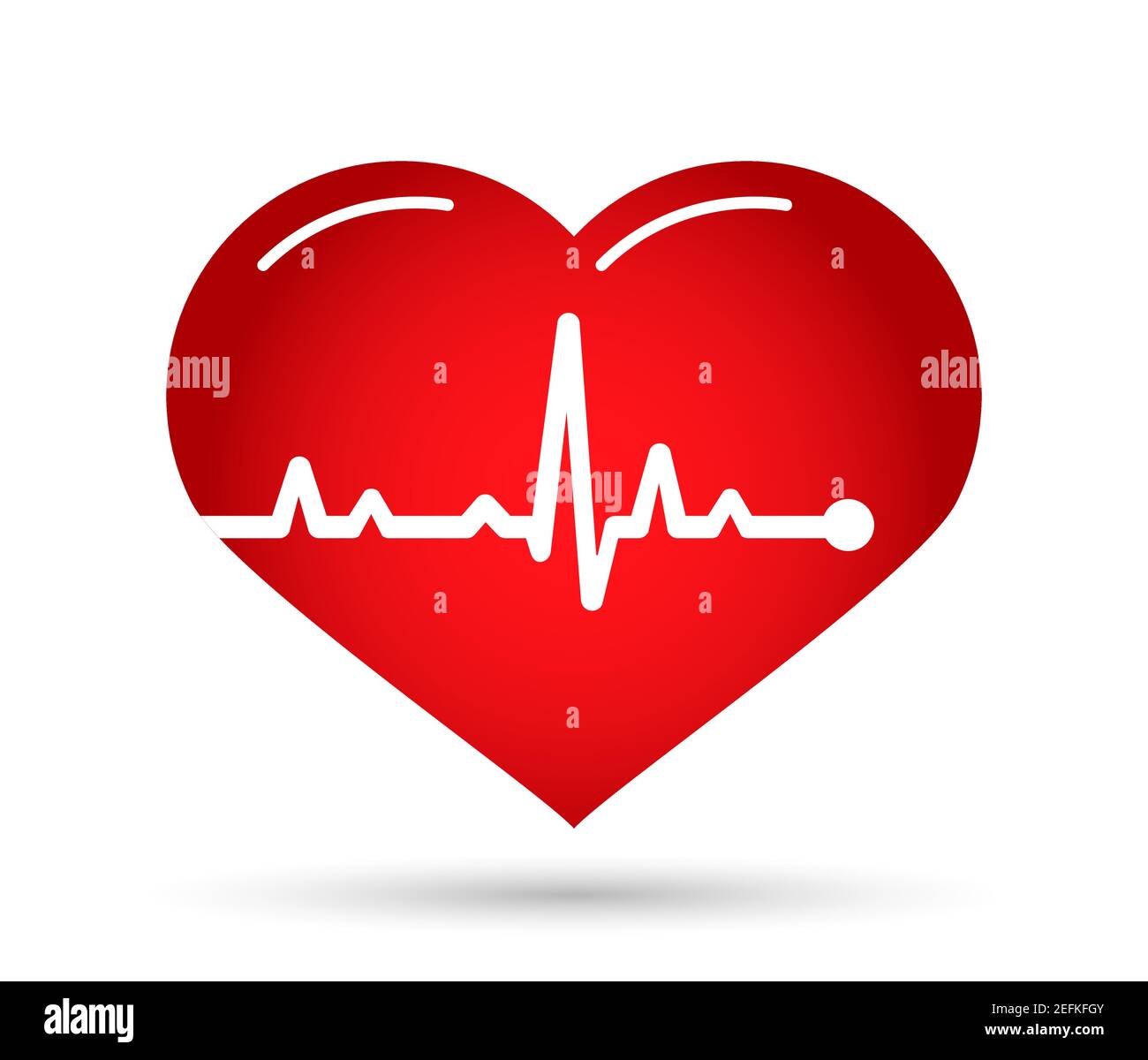 Coeur de cardiogramme de ligne sur fond blanc. Cœur d'icône avec ...
