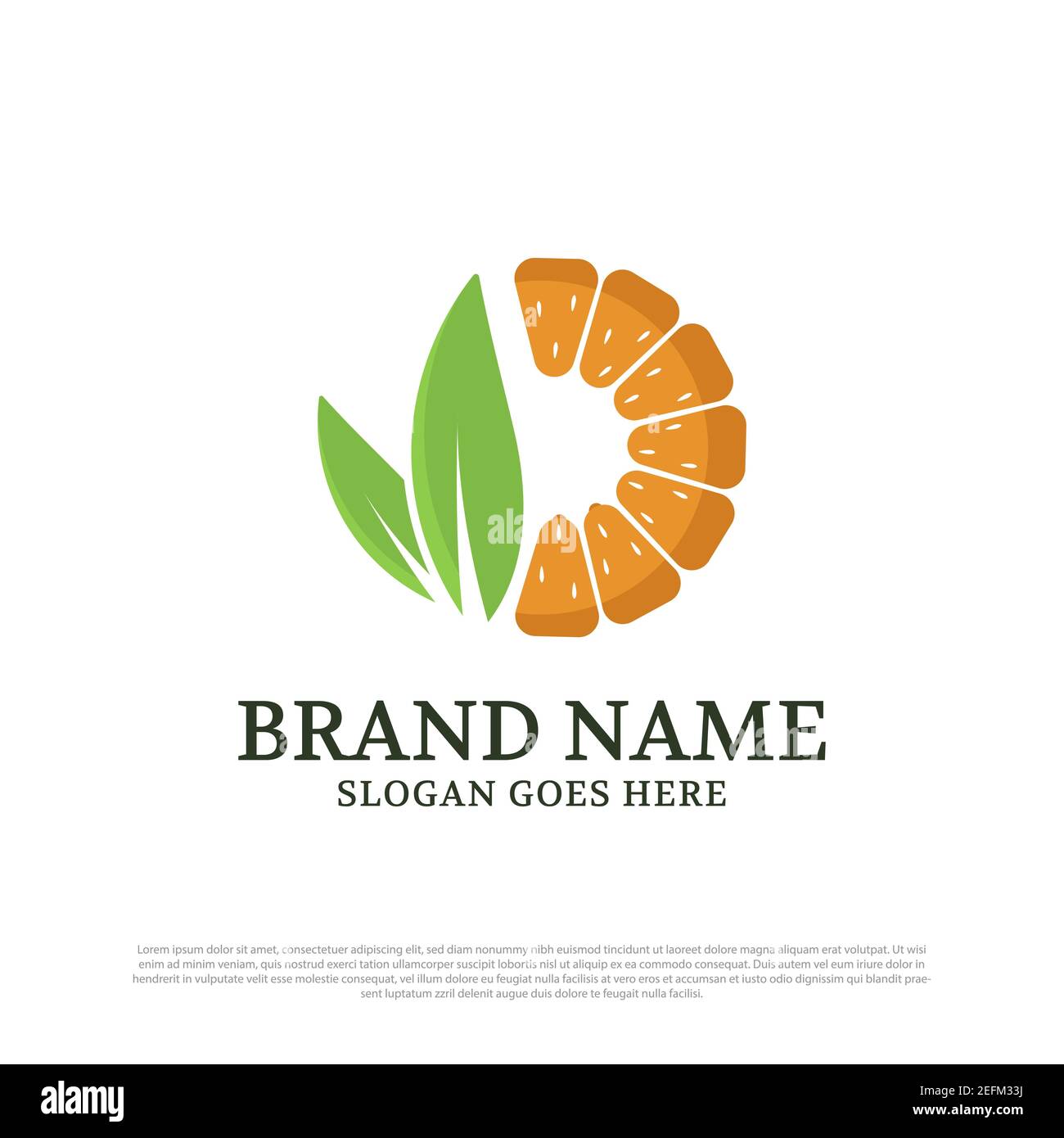 Logos de jus d'orange bio, modèle de marque de logo de boissons nature ...