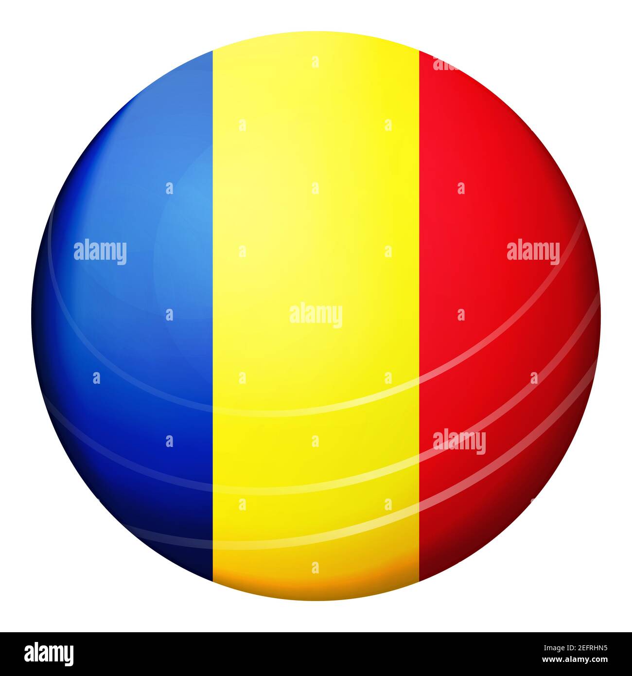 Boule lumineuse en verre avec drapeau de Roumanie. Sphère ronde, icône ...