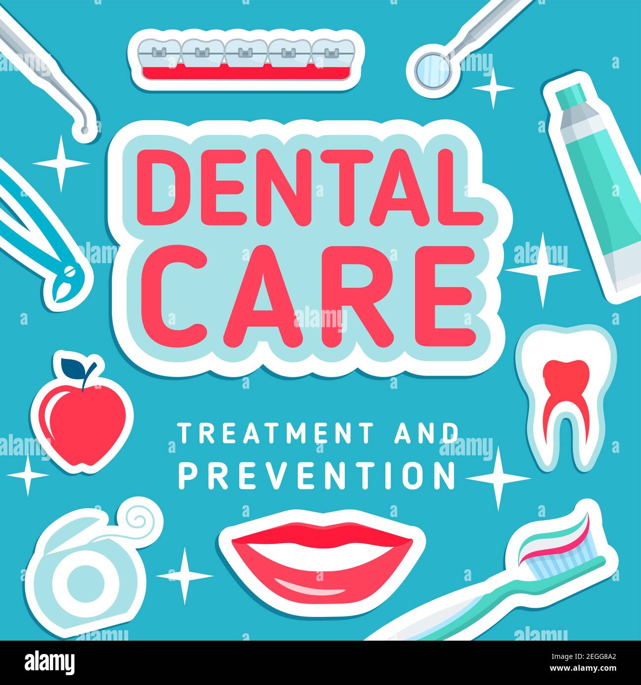 Bannière vecteur de soins dentaires. Traitement et prévention des ...