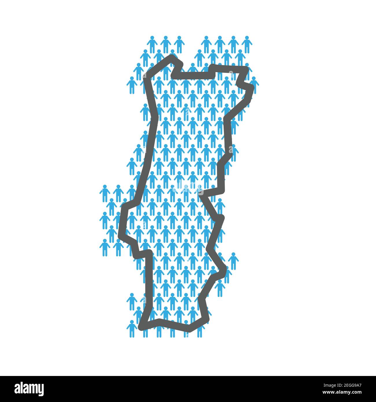 Carte de la population du Portugal. Contour de pays fait à partir de ...