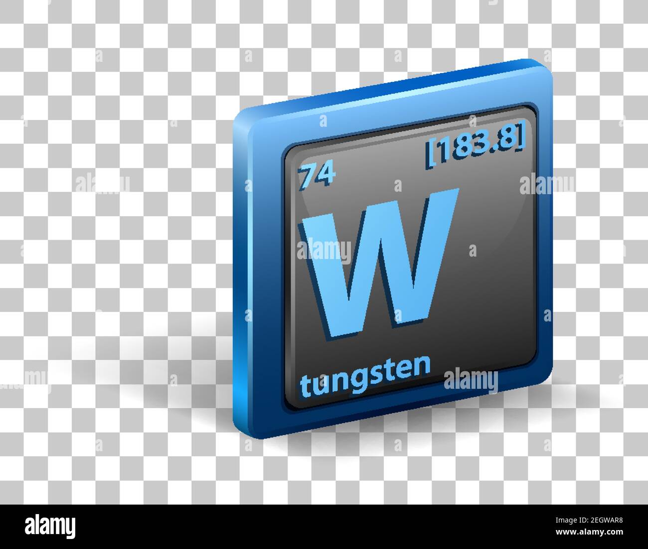 Élément chimique en tungstène. Symbole chimique avec numéro atomique et ...
