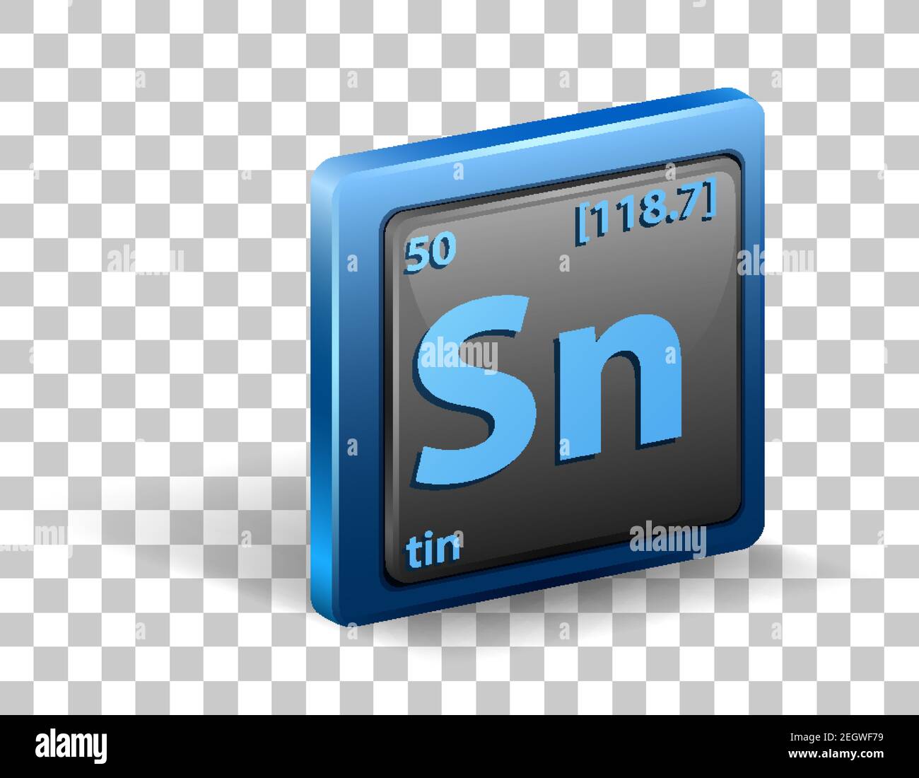 Élément chimique en étain. Symbole chimique avec numéro atomique et ...