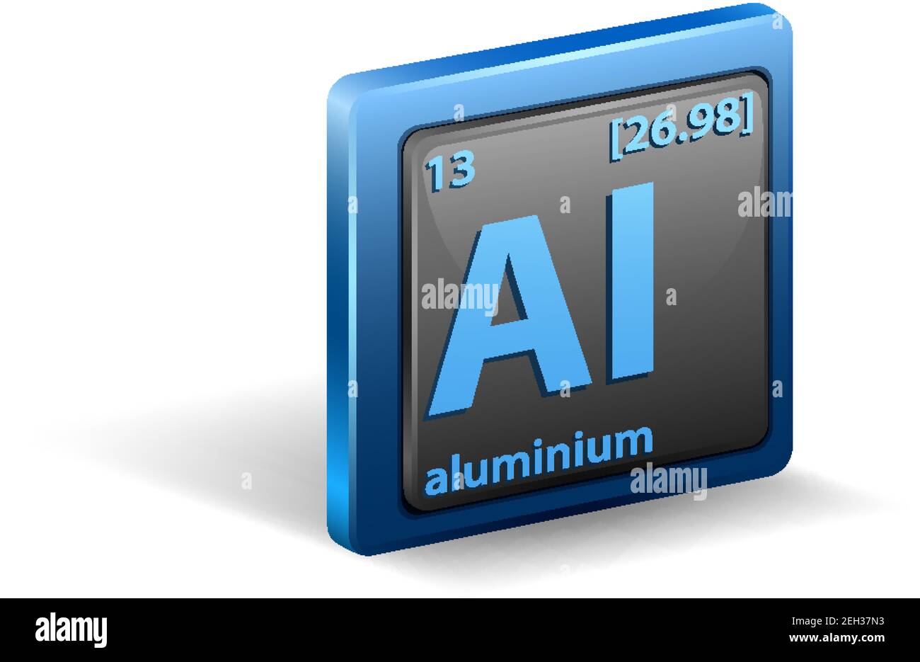 Élément chimique en aluminium. Symbole chimique avec numéro atomique et ...