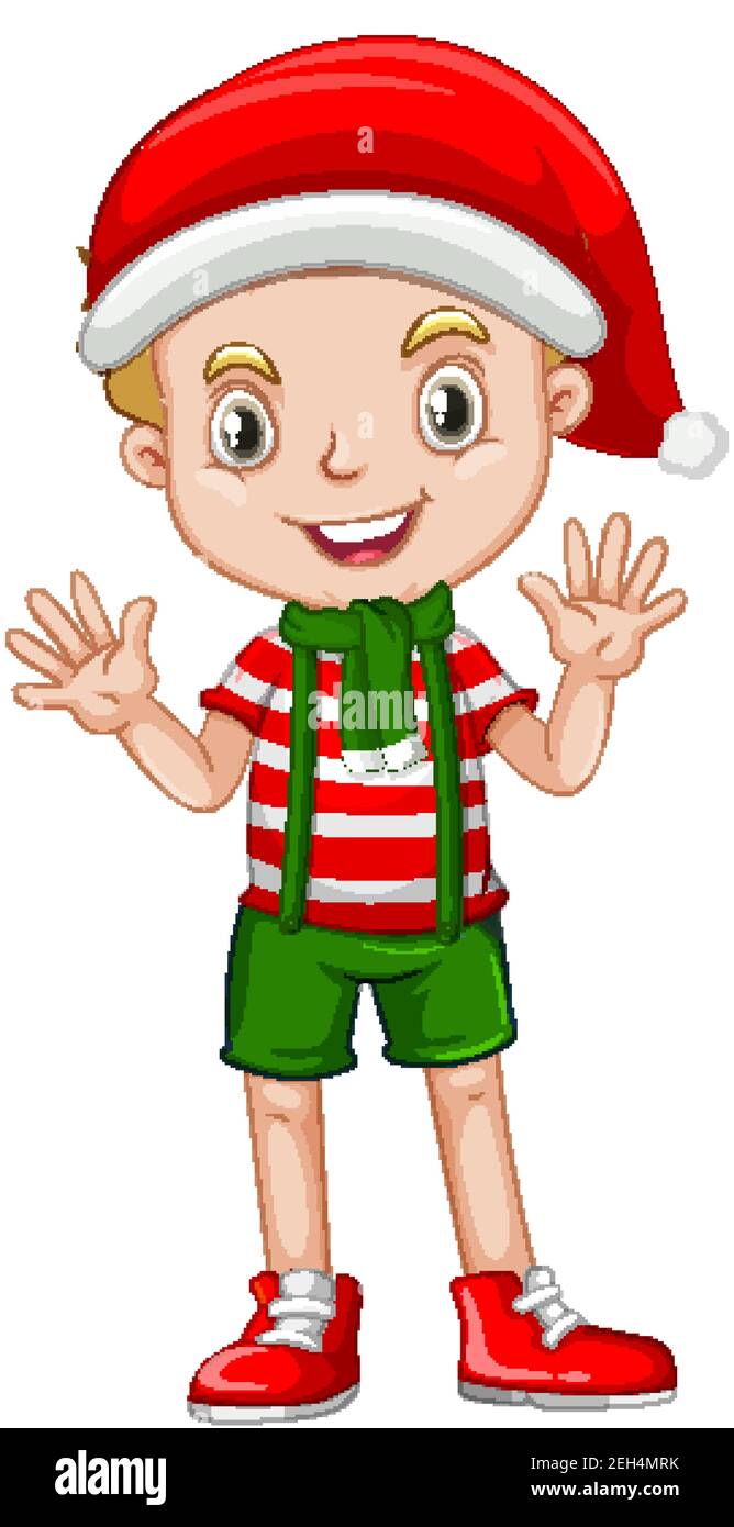 Joli garçon portant des costumes de Noël dessin animé personnage ...