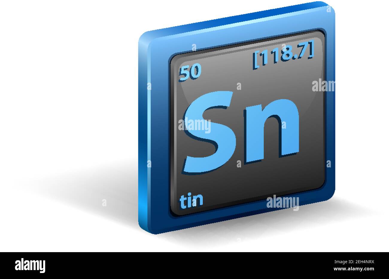Élément chimique en étain. Symbole chimique avec numéro atomique et ...