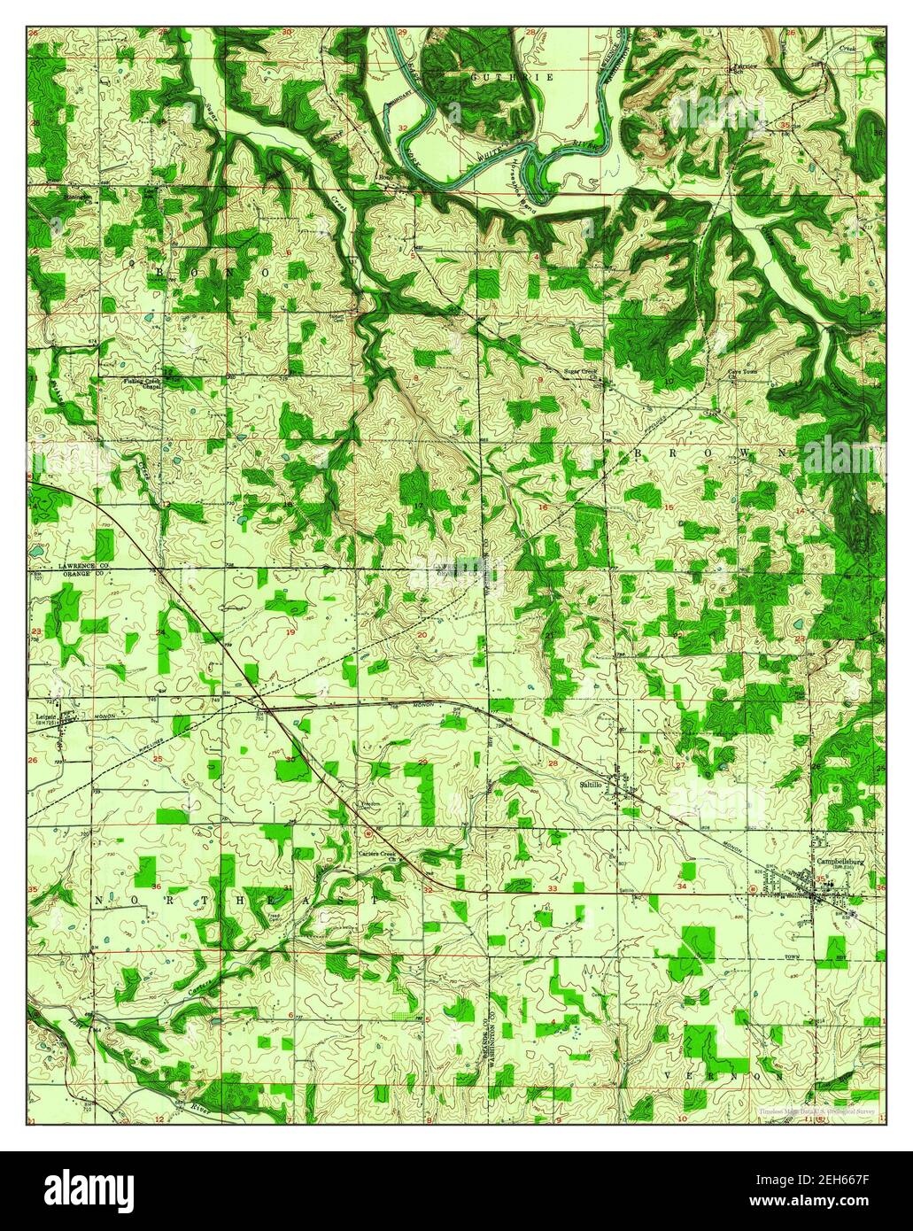 Mappa di campbellsburg Banque d'images détourées - Alamy