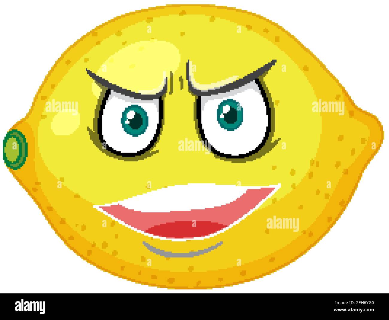 Personnage de dessin animé citron avec expression de visage en colère ...