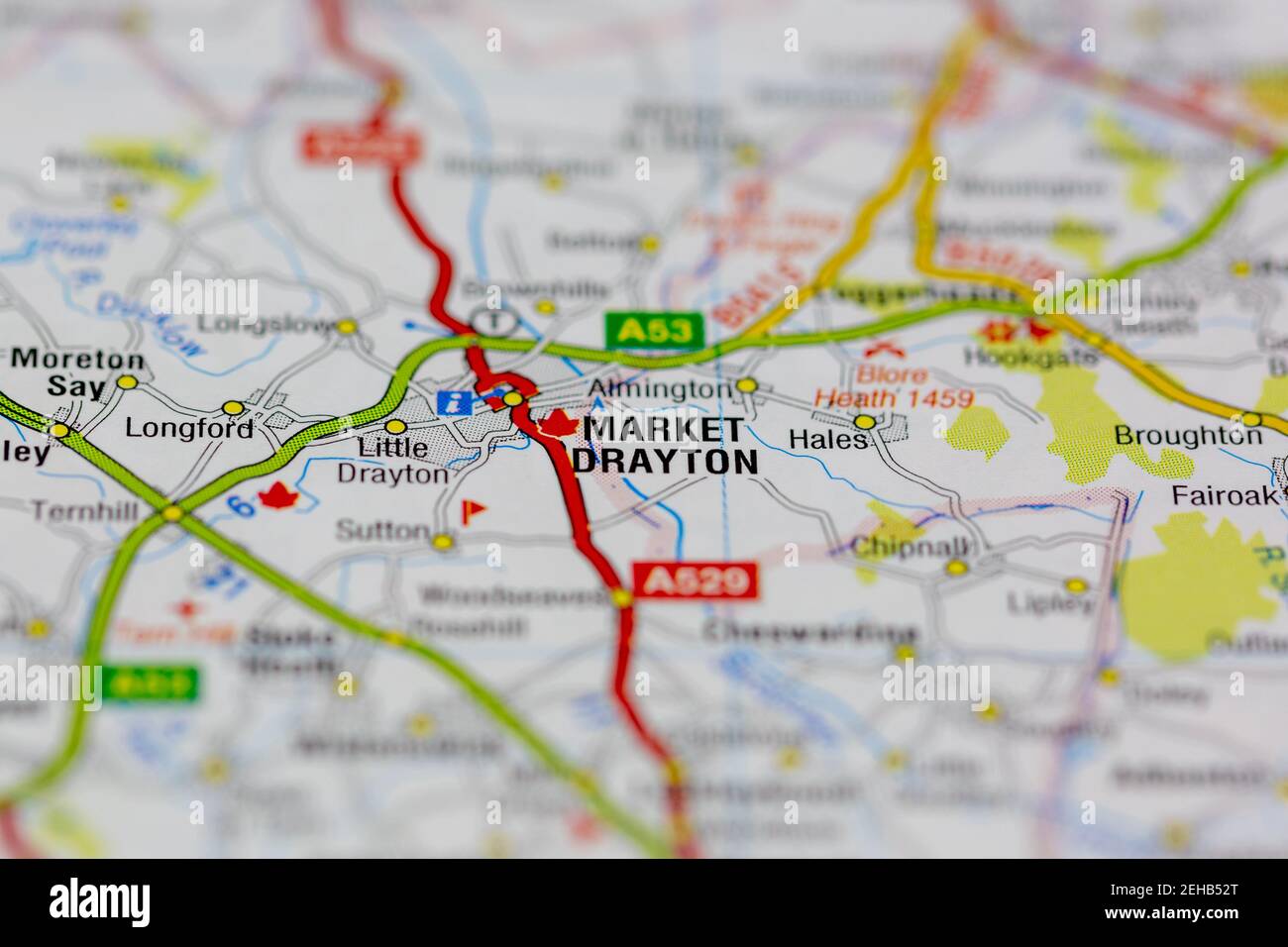Marché drayton et ses environs sur une carte routière Ou carte ...