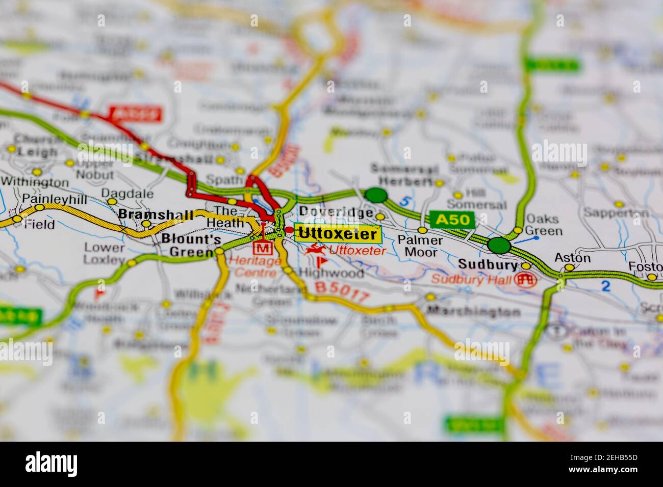 Uttoxeter sur une carte Banque de photographies et d’images à haute ...