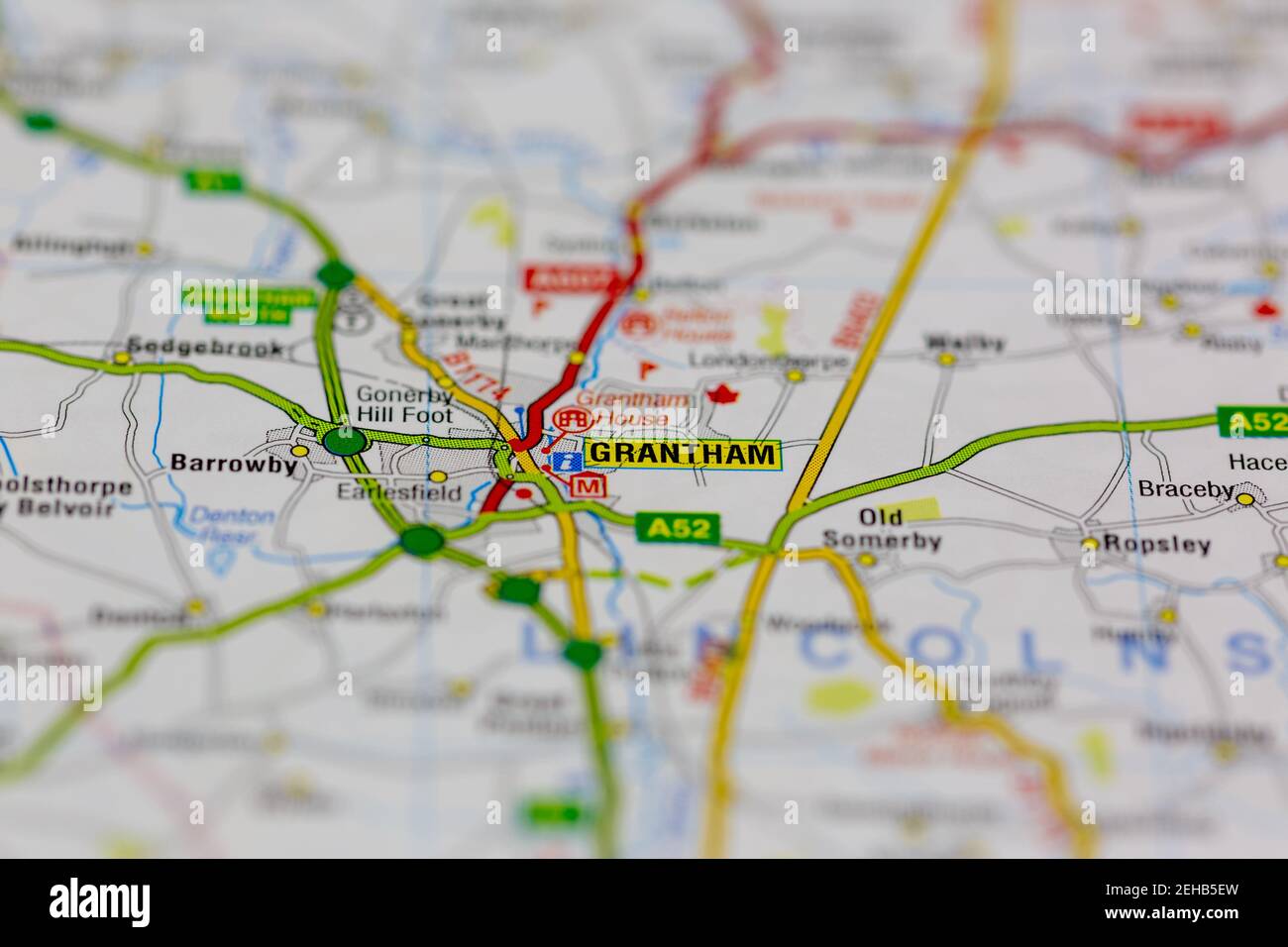 Grantham sur une carte Banque de photographies et d’images à haute ...