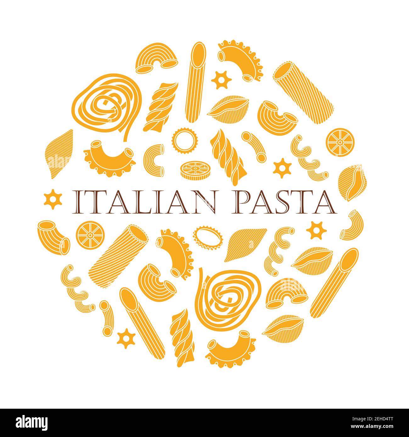 L'illustration vectorielle avec différents types de pâtes italiennes ...