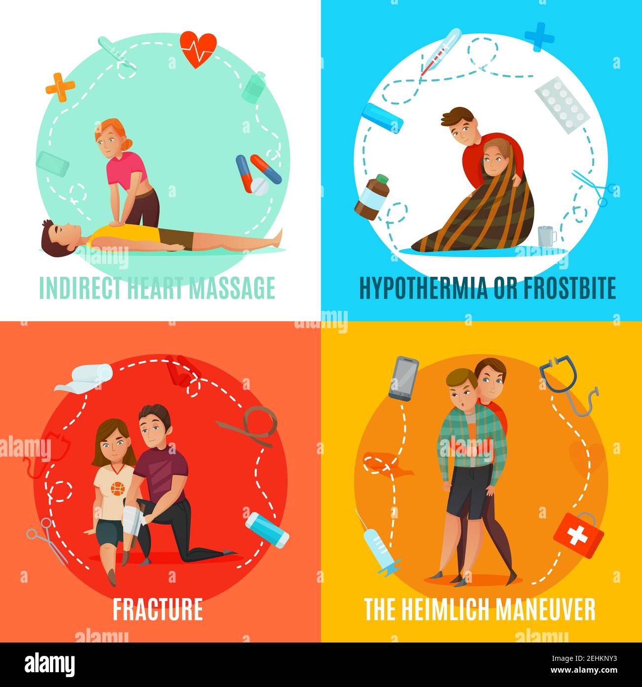 Massage cardiaque gestes de secours Banque d'images vectorielles - Alamy