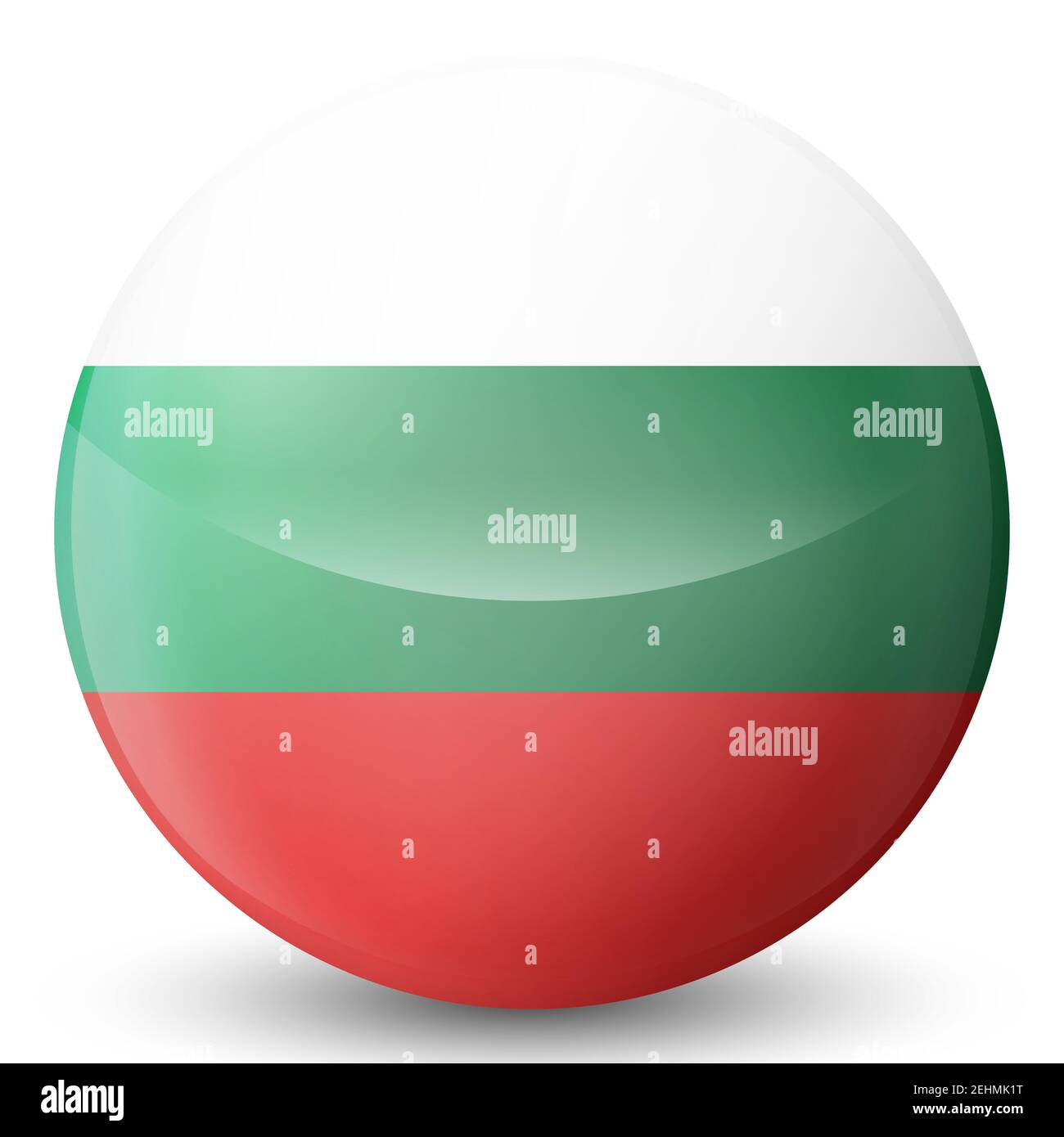 Boule lumineuse en verre avec drapeau de Bulgarie. Sphère ronde, icône ...