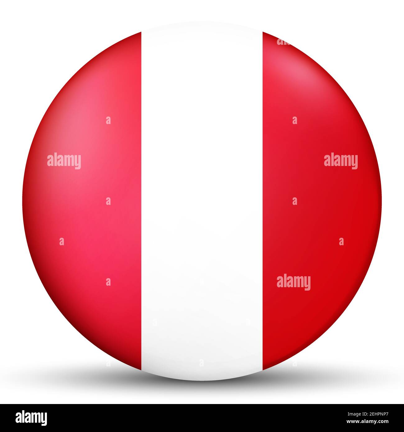 Boule lumineuse en verre avec drapeau du Pérou. Sphère ronde, icône de ...