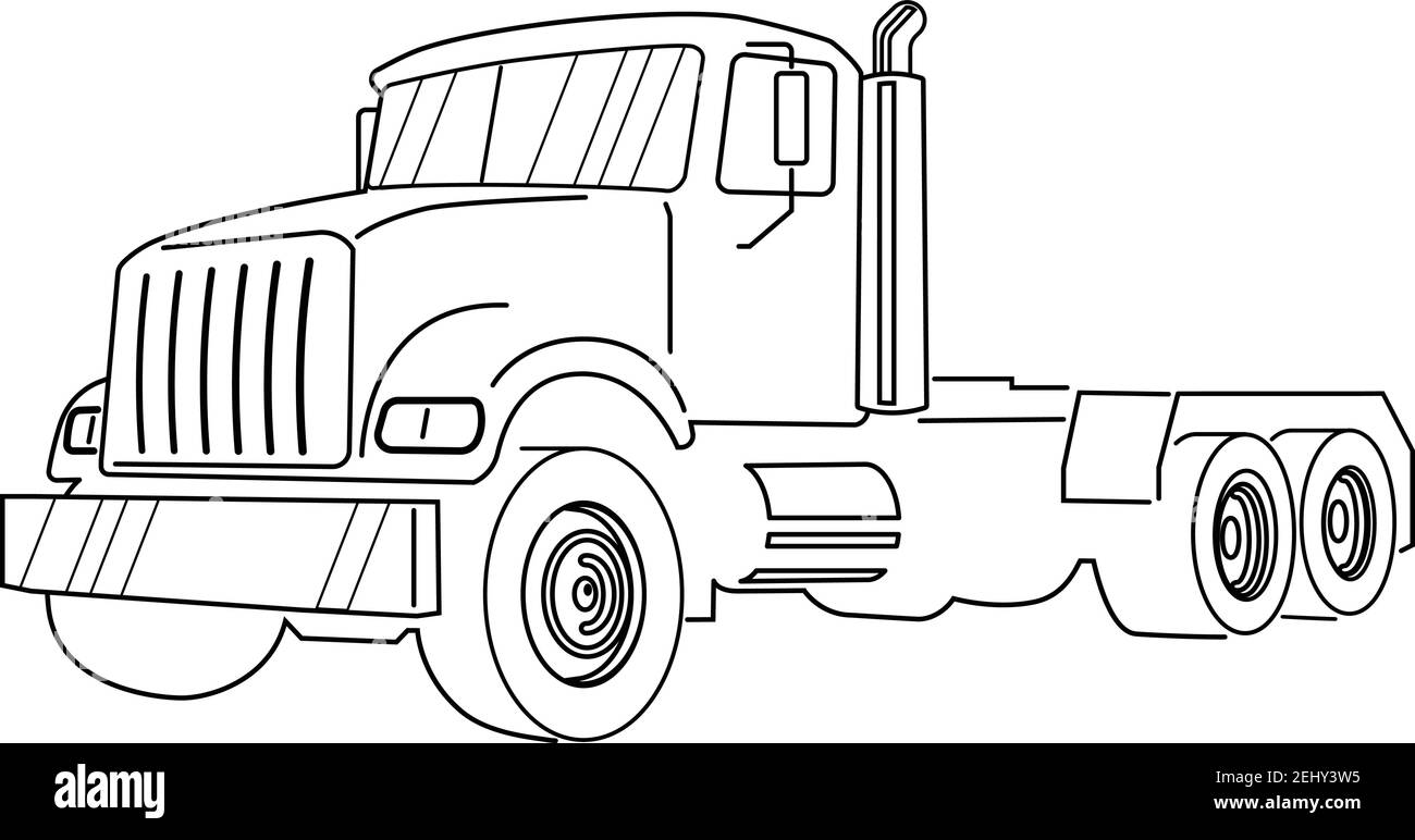 Semi-camion. Camion Vector Outline. Modèle blanc vierge pour camion ...