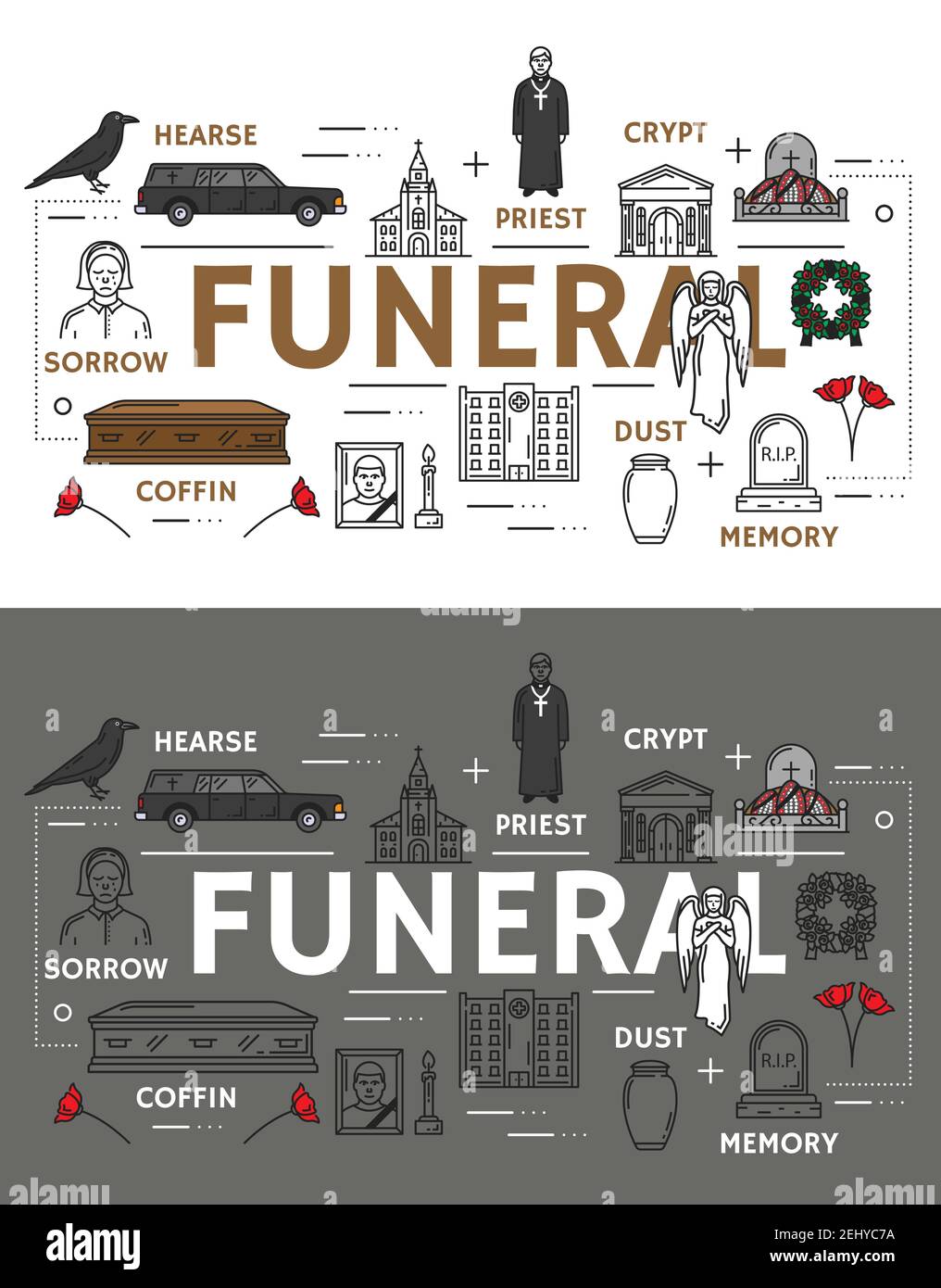 Cérémonie d'enterrement ou d'internement, le service funéraire signe ...