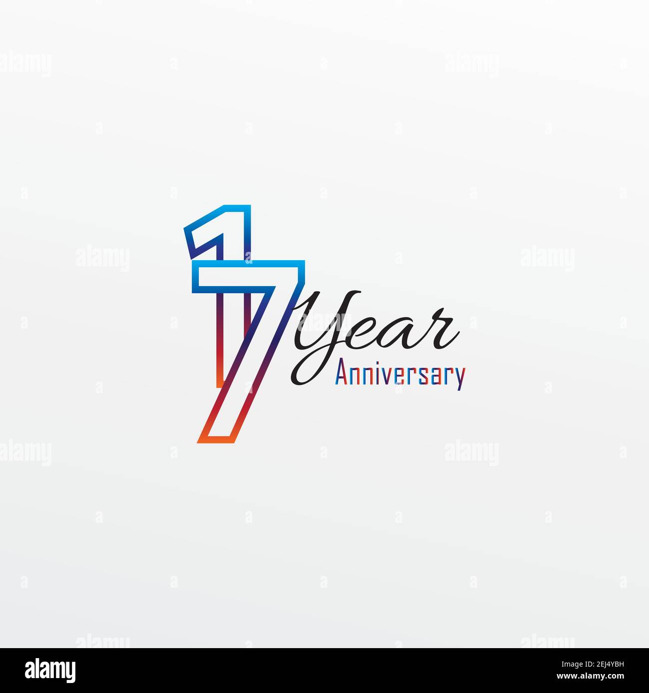 17 ans anniversaire célébration bleu couleurs comique Design logotype ...