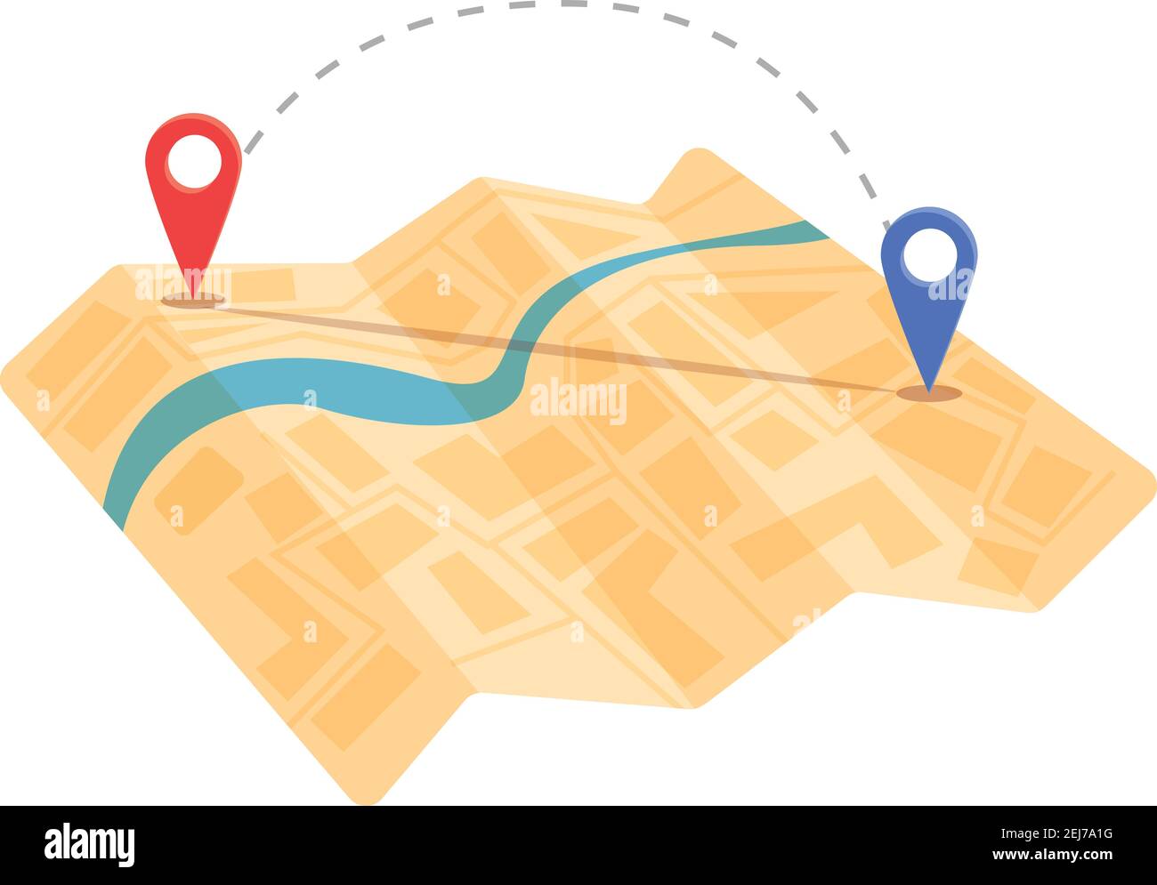 Icône d'itinéraire cartographique. Dessin animé de la cartographie ...