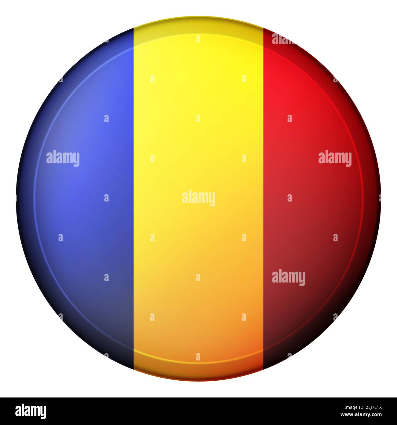 Boule lumineuse en verre avec drapeau de Roumanie. Sphère ronde, icône ...