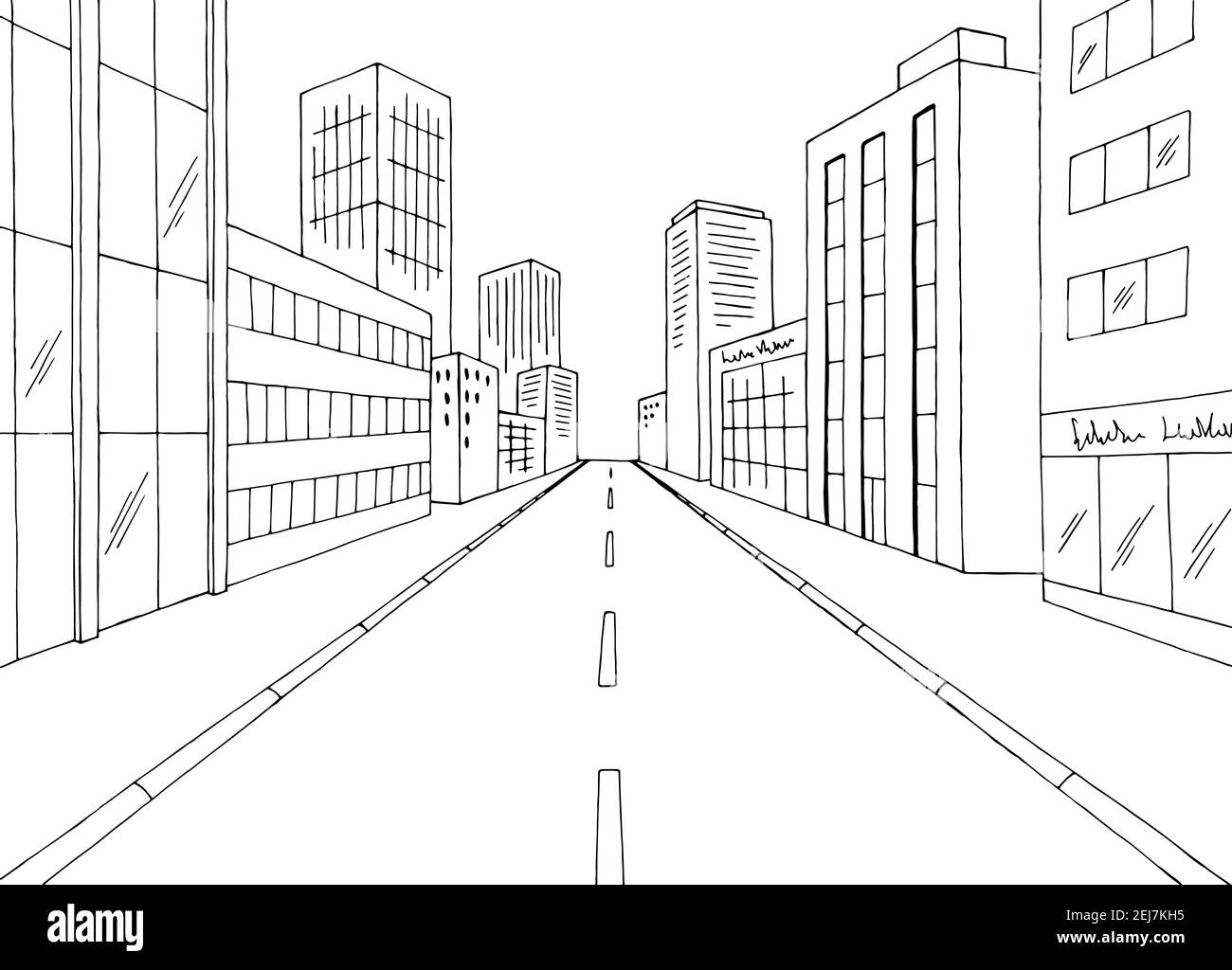 Ville ville graphique ville noir blanc paysage urbain dessin vecteur d ...