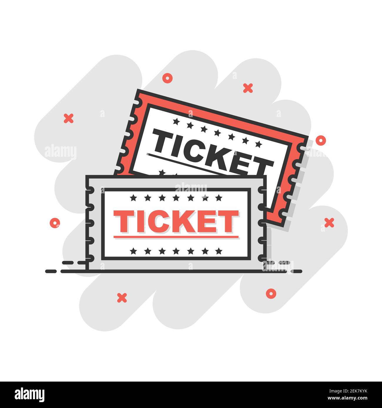 Icône de ticket de dessin animé en style comique. Admettre un ...