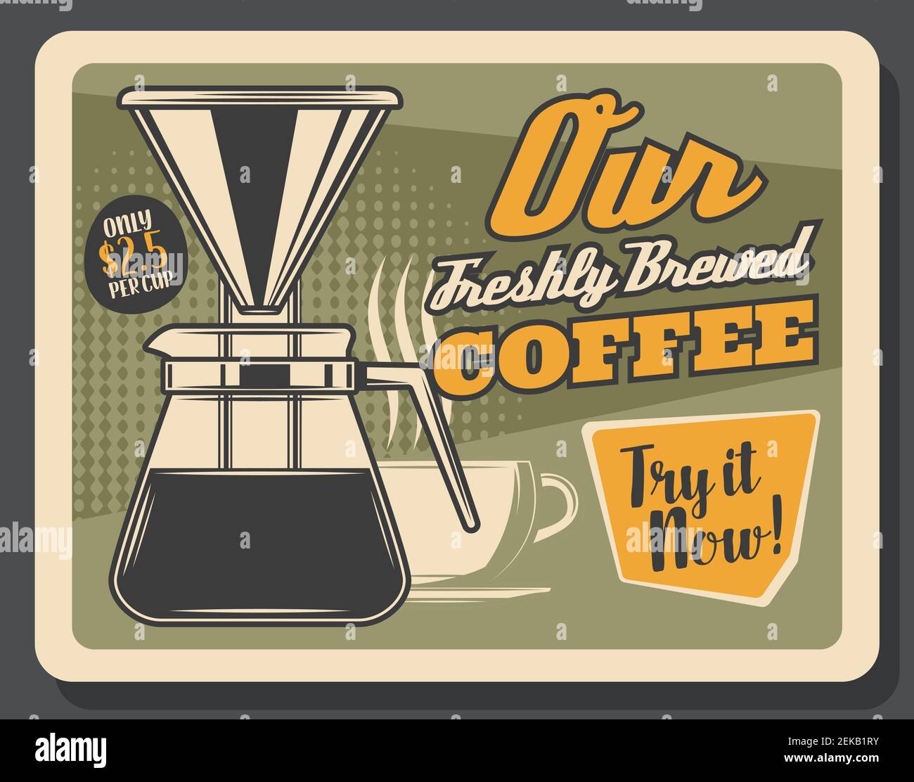 Affiche ancienne de café ou de café. Café Vector et cafétéria grains de ...