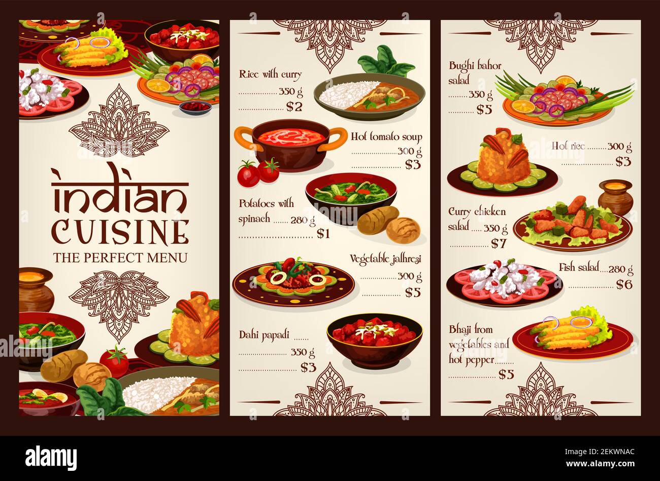 Cuisine indienne, plats traditionnels du restaurant indien. Menu à prix ...