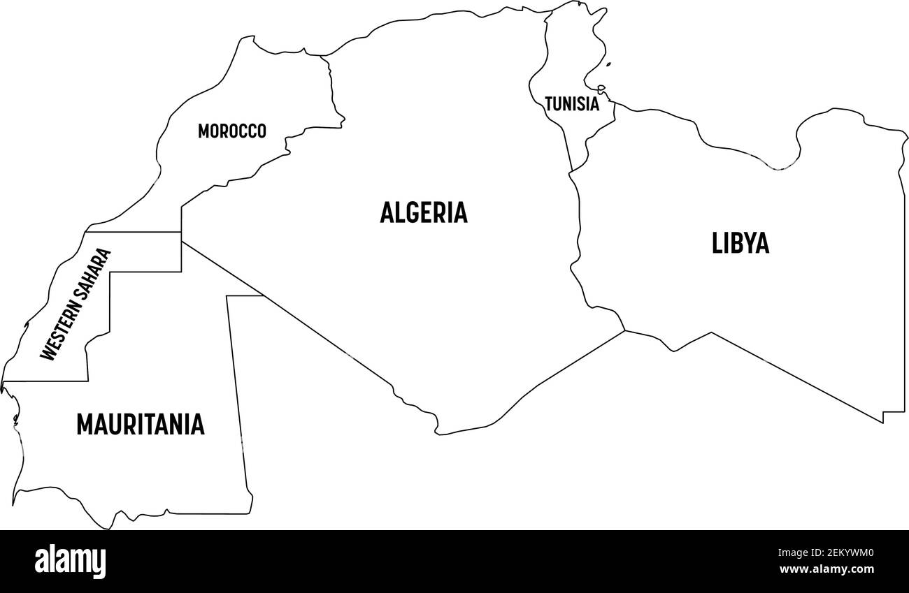 Carte des pays du Maghreb Image Vectorielle Stock - Alamy