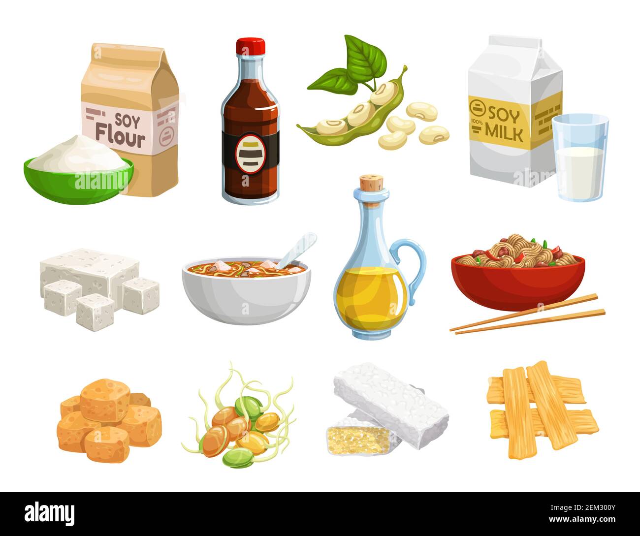 Aliments de soja et produits végétaliens, alimentation naturelle saine ...