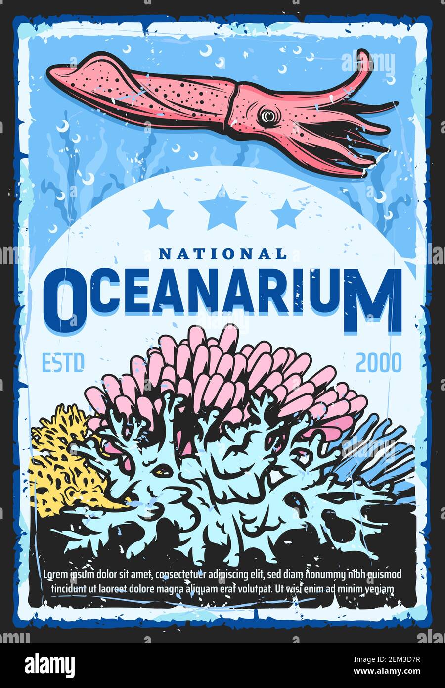 Oceanarium, spectacle sous-marin de la vie sauvage et poster rétro du ...