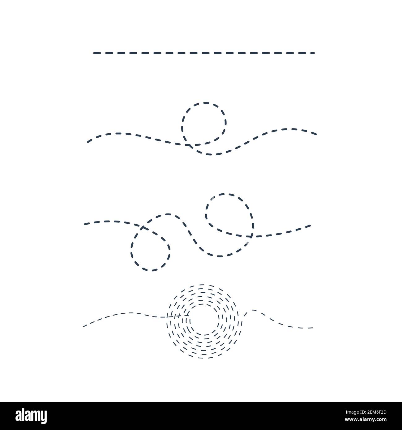 Lignes de trajectoire pointillées ou pointillées et lignes courbes ...