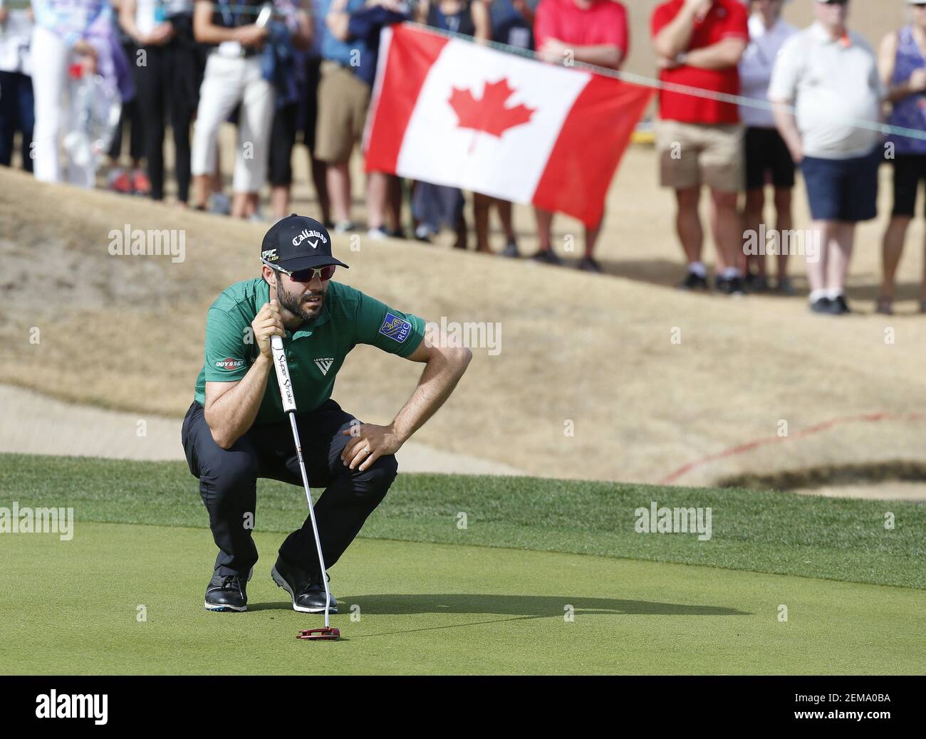 20 janvier 2019 Adam Hadwin fait la queue sur le septième trou lors de ...