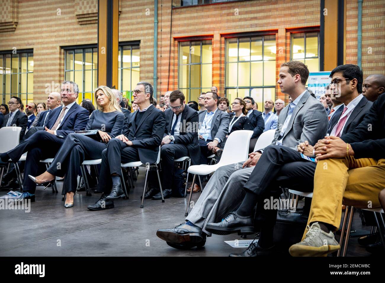 Le 2019 février 2019, la reine Maxima assiste au Sommet 8 de la Fintech pour l'inclusion au ...