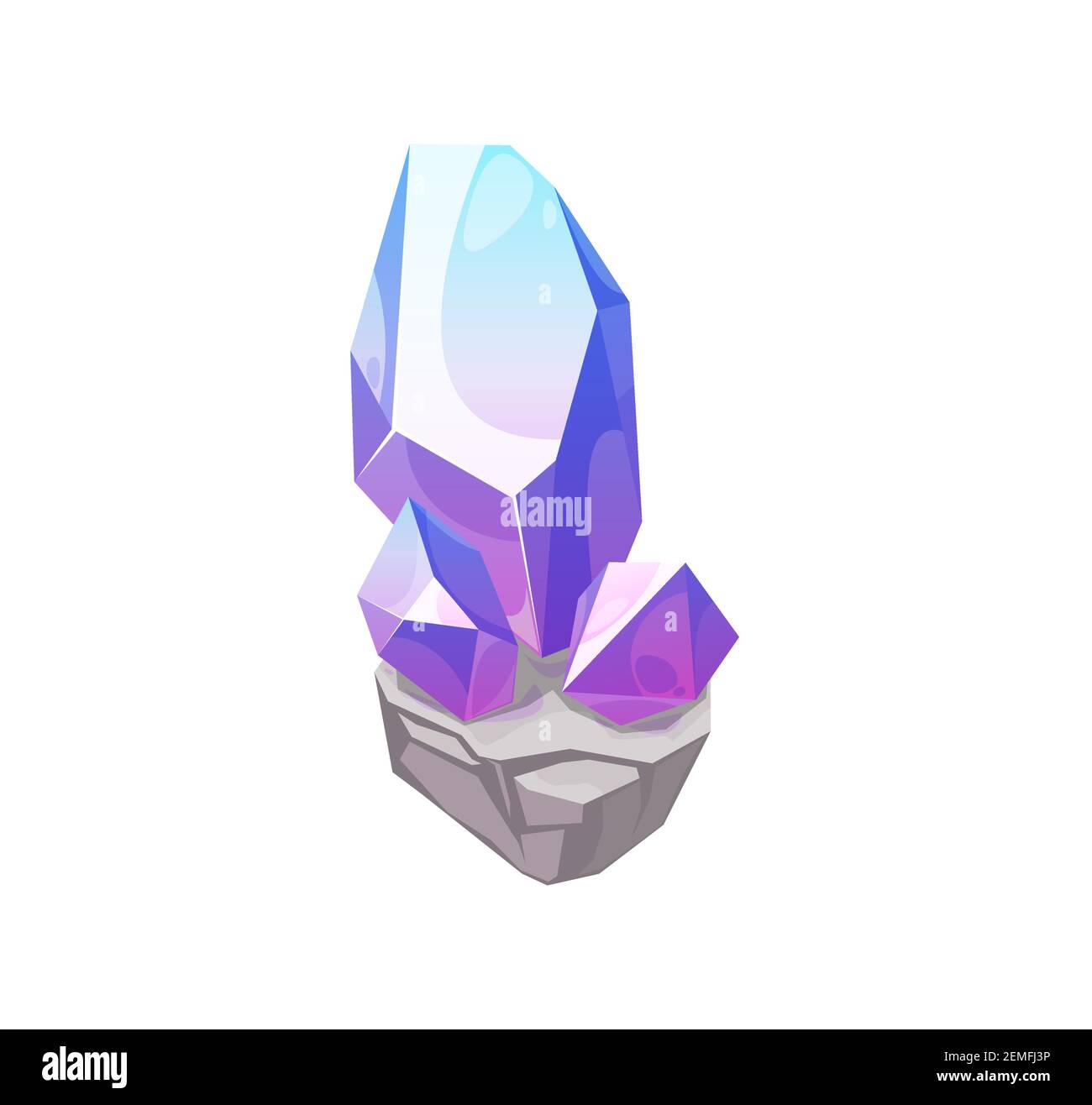 Cristal magique, icône vectorielle isolée en pierre de pierre lilas ...