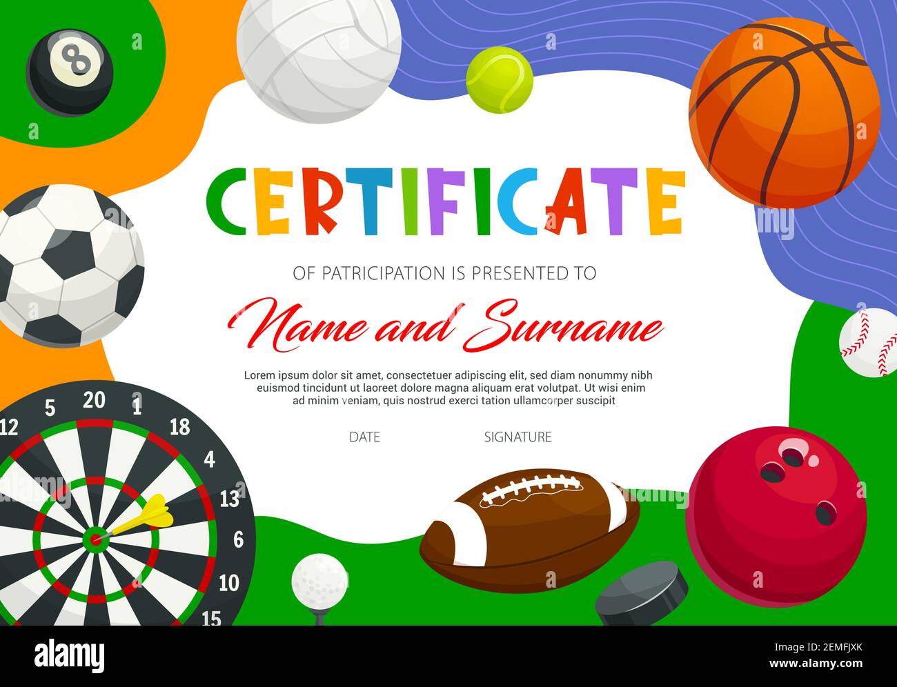 Certificat de participation à un jeu sportif en tournoi, modèle de ...