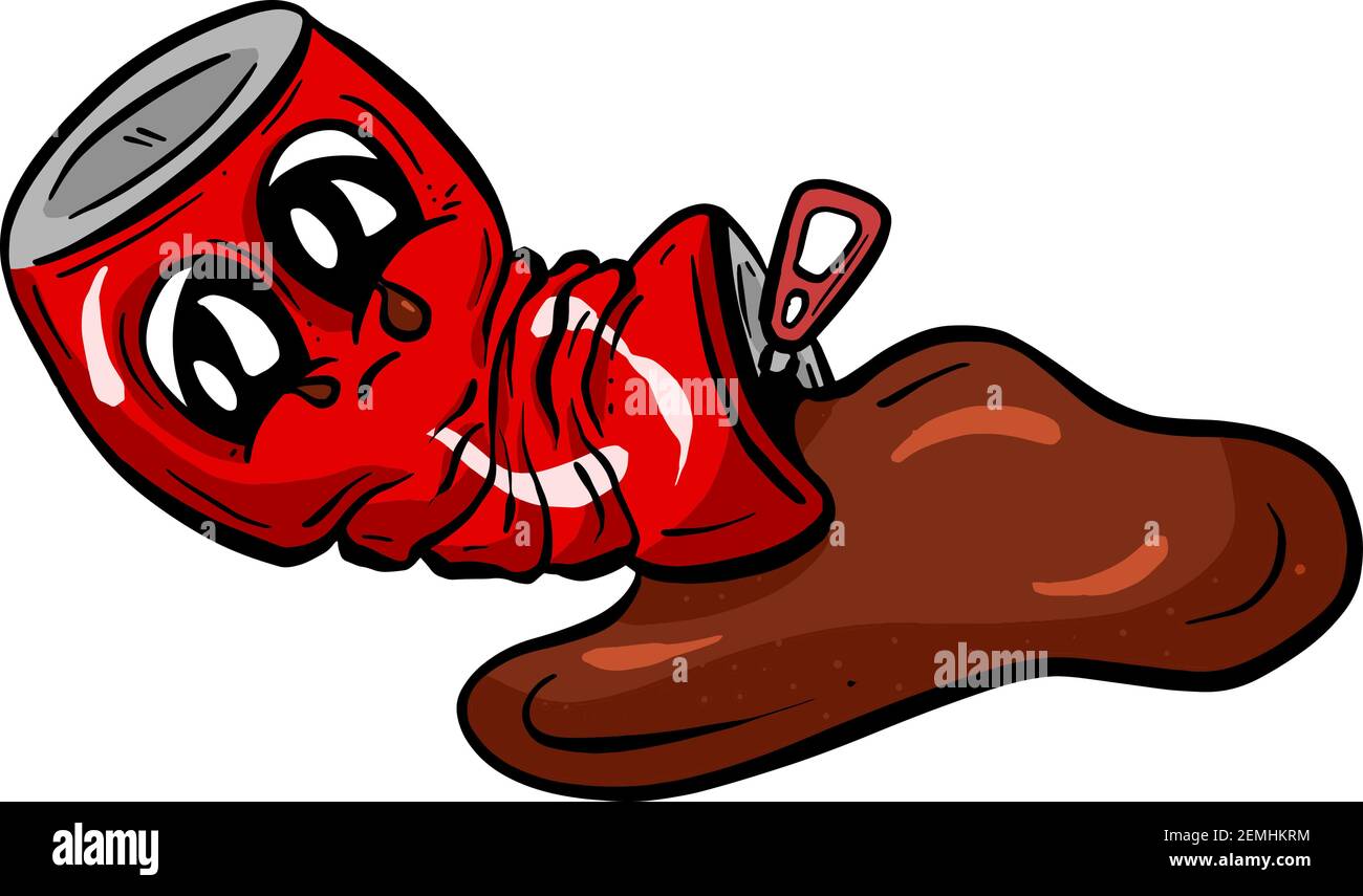 Dessin animé Cola Soda Pop Canette écrasée dessin vectoriel de dessin ...
