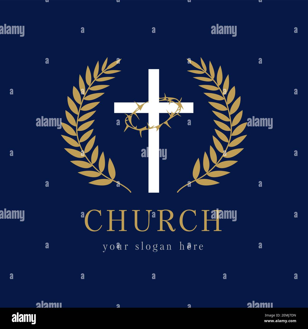 Modèle de logo de l'église. Vecteur religieux symbole chrétien. C'est ...