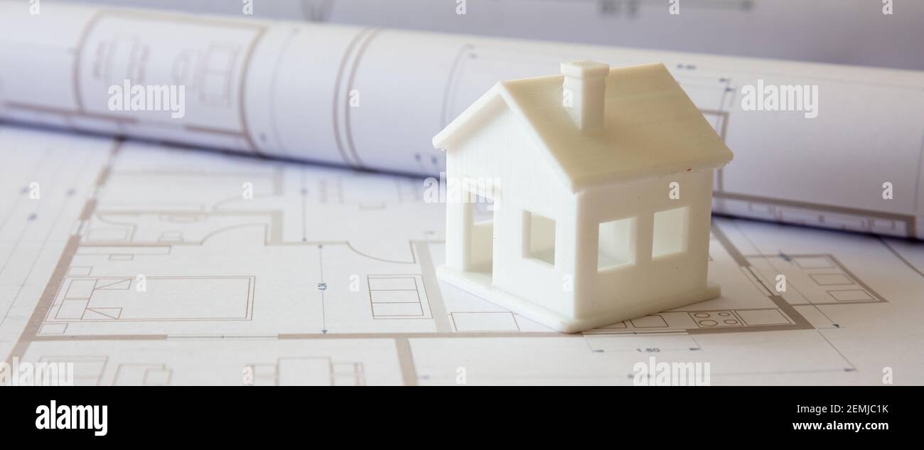 Concept de plans de construction. Dessins de bâtiments résidentiels et ...