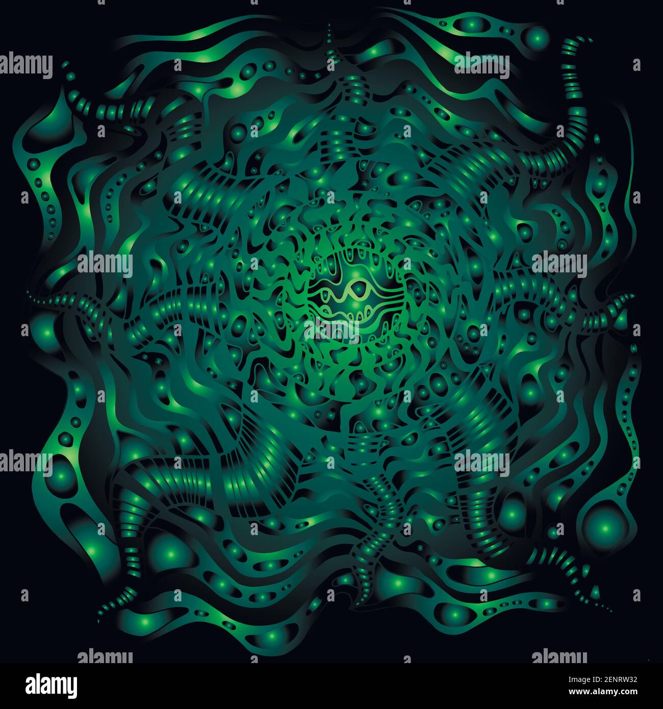 Motif fantaisie décoratif de style cyberpunk, couleurs vert dégradé sur ...