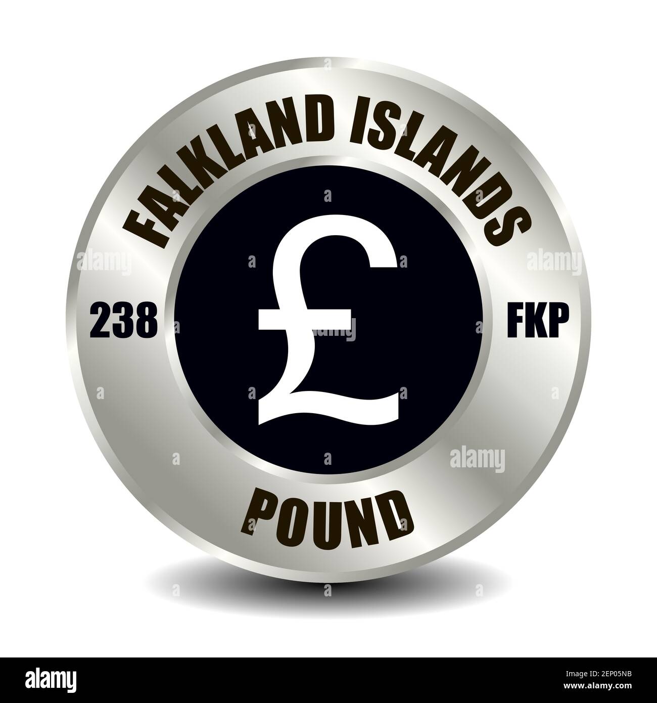 Icône d'argent des îles Falkland isolée sur une pièce de monnaie ronde ...