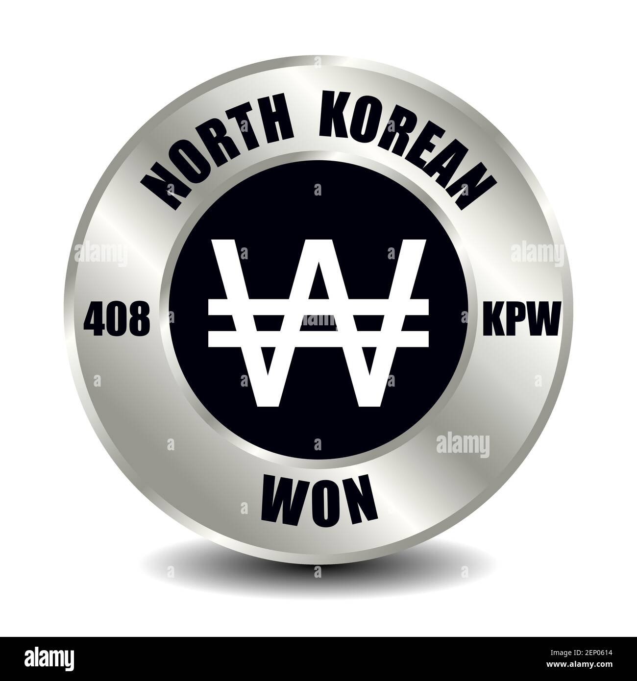 Icône de l'argent de la Corée du Nord isolée sur une pièce de monnaie ...