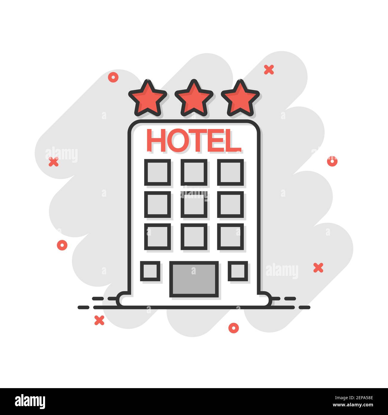 Vector cartoon hotel icône dans le style comique. Signe de la tour ...