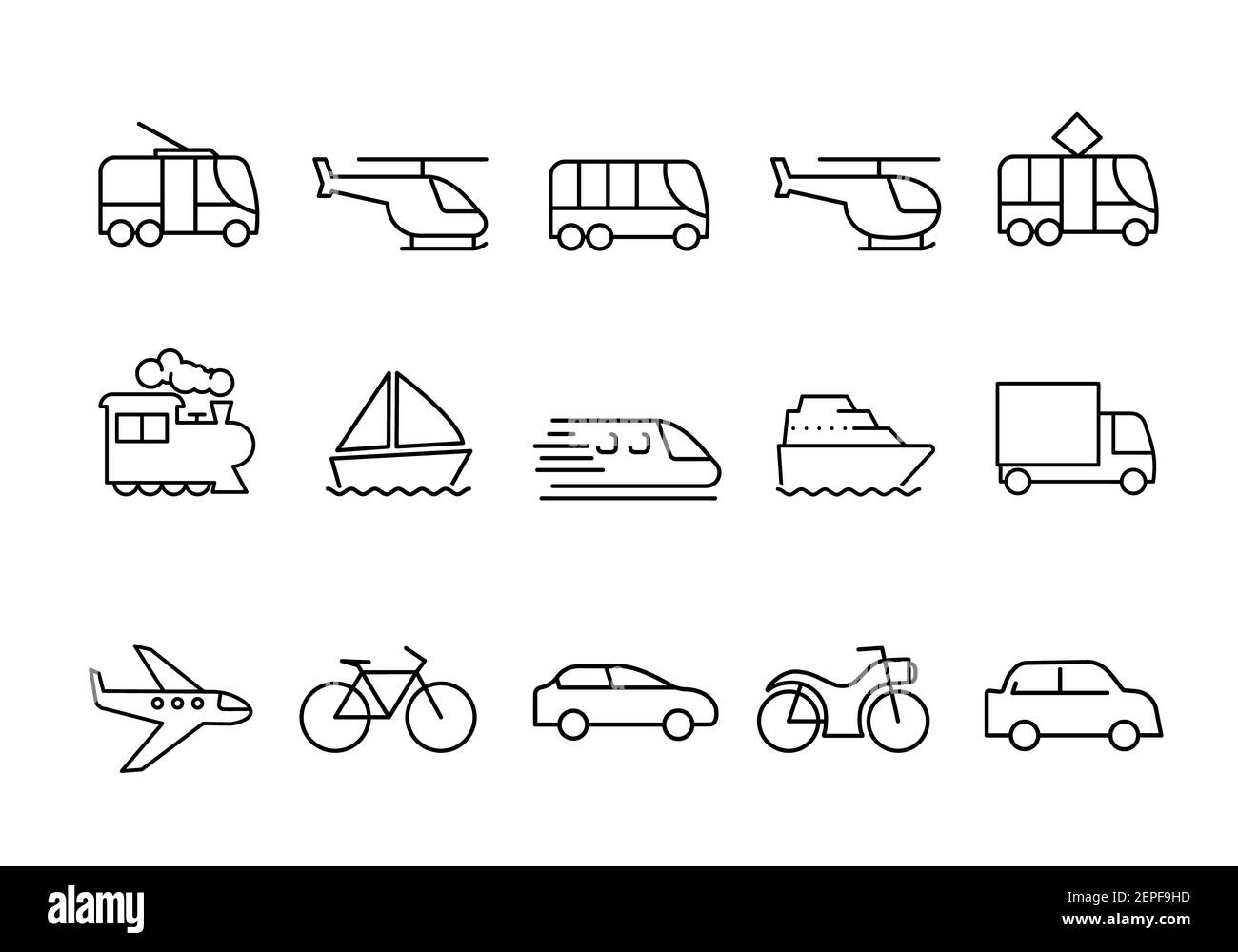 Jeu d'icônes de transport urbain. Pictogramme pour le Web. Trait ...