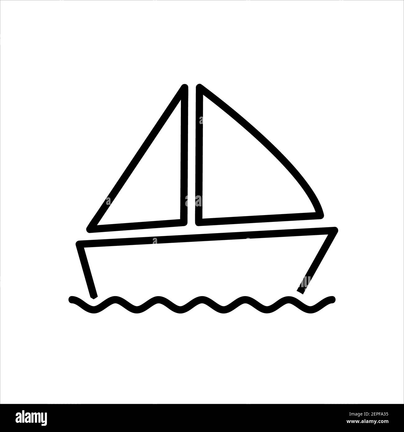 Icône bateau yacht plat. Pictogramme pour le Web. Trait. Isolé sur fond ...