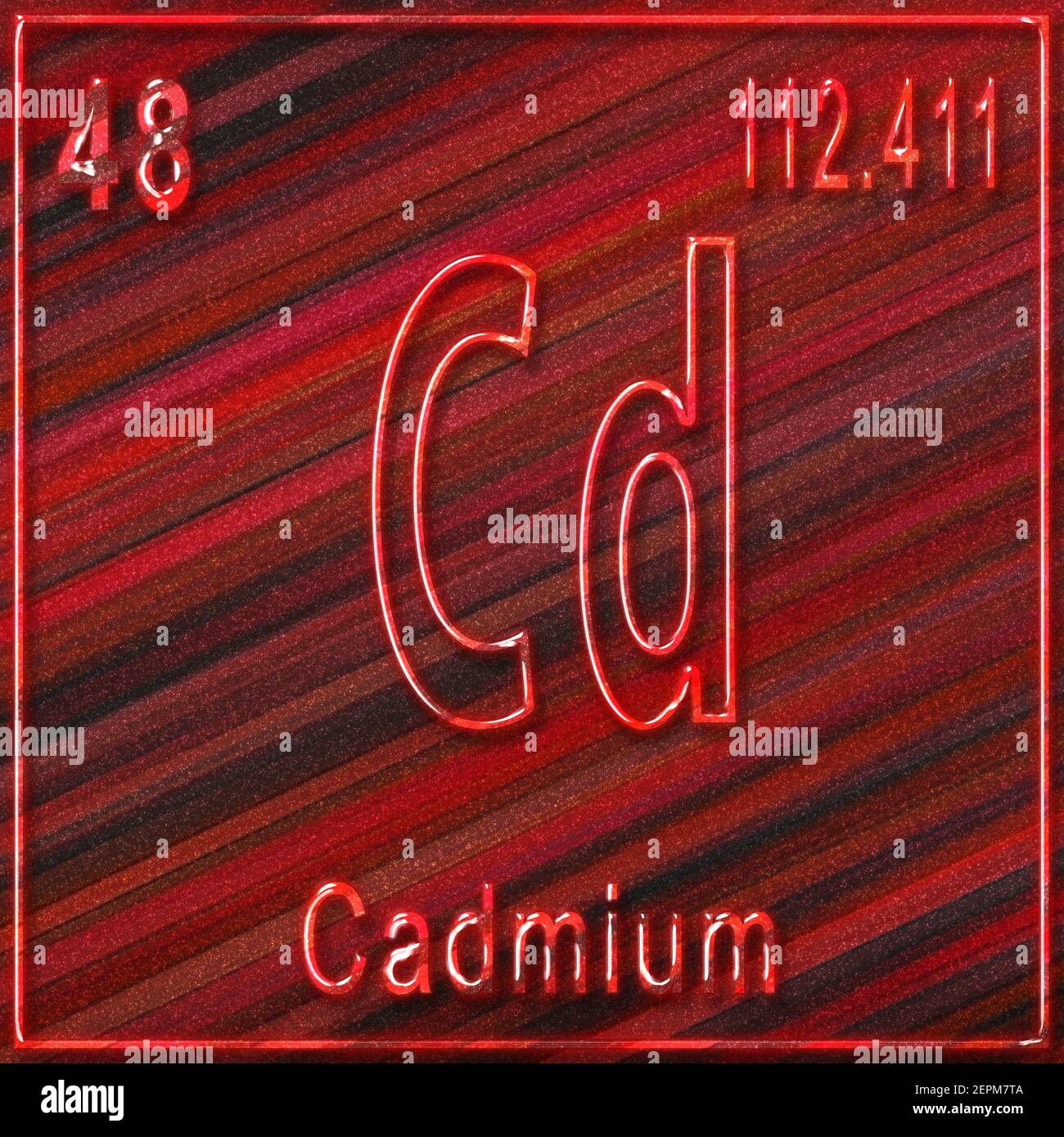 Élément chimique de cadmium, signe avec numéro atomique et poids ...
